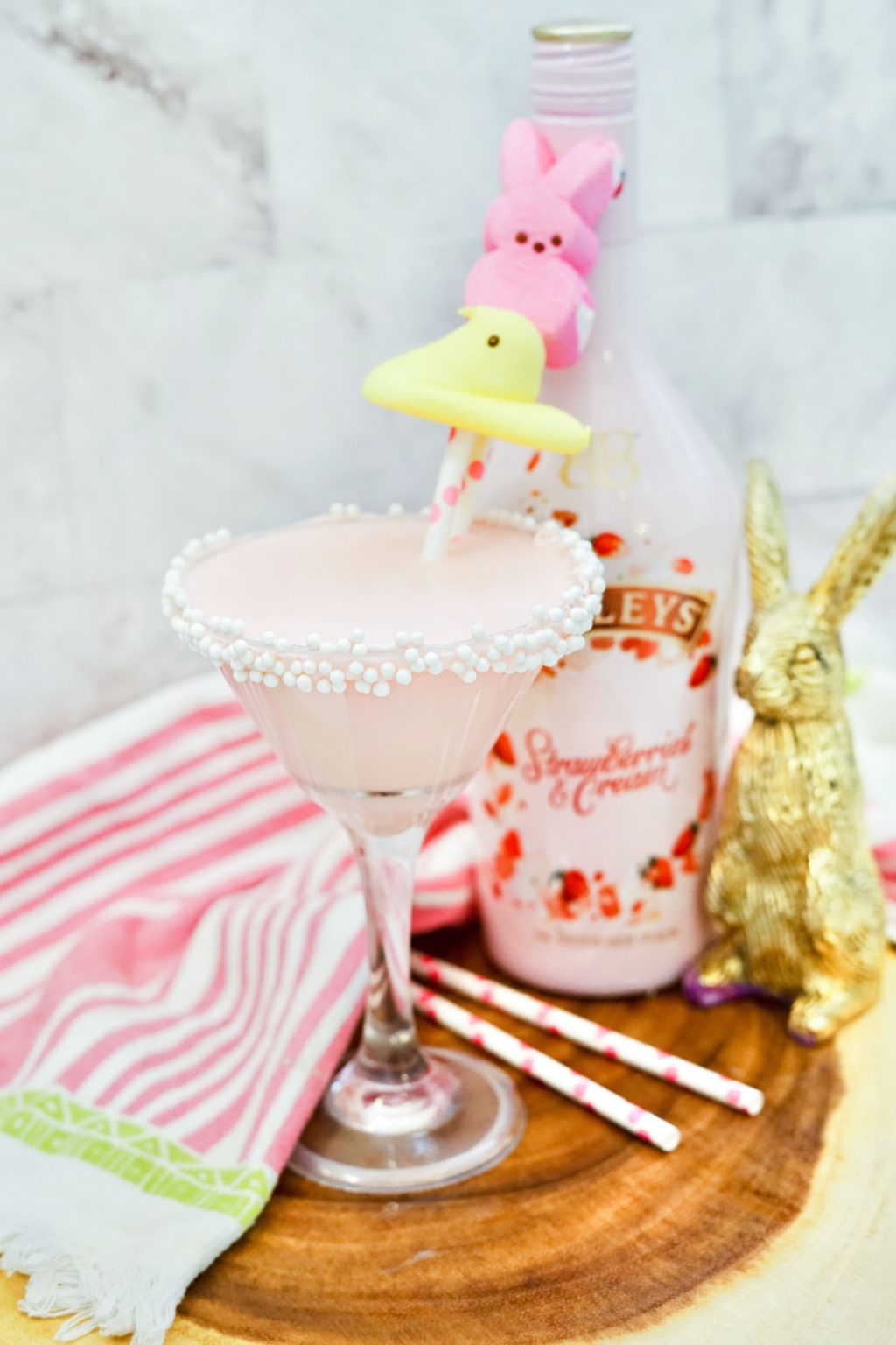 Strawberries and Cream Peeps Martini Cocktail Recipe